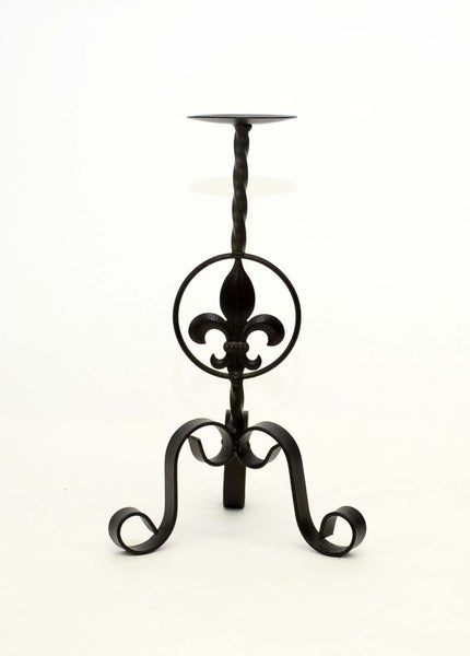 Wrought Iron Fleur de Lis Candle Holder, Small-14 Inches High ...