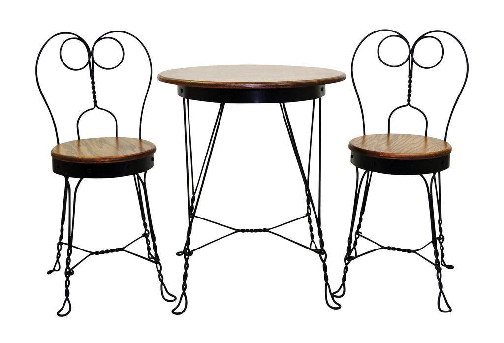 Antique Reproduction Ice Cream Parlor Furniture Set, Table and 2 Chair ...